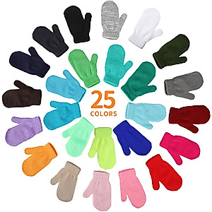 Handepo 50 Pairs Kids Winter Mittens Gloves Bulk Toddler Stretch Mittens Children Knit Gloves for Homeless Little Girl Boys(Multi Color, 50 Pairs)