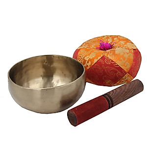 DharmaObjects Hand Hammered Zen 5 Inches Singing Bowl/Mallet/Cushion Set