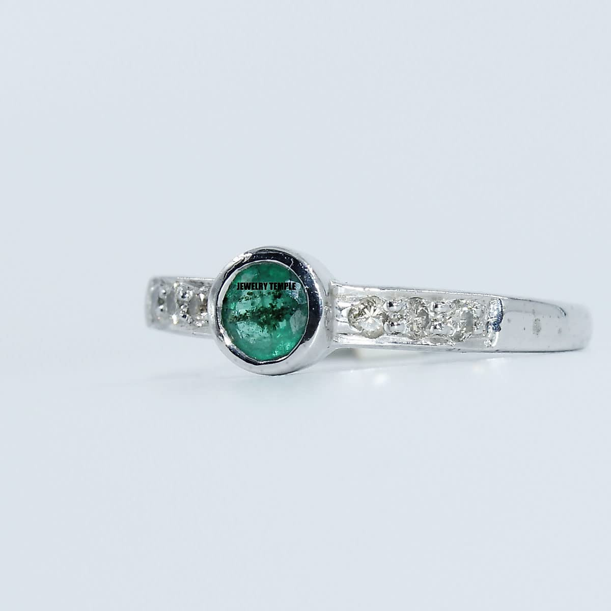 Natural Emerald Gemstone ring for Girls/Diamond Cocktail Rings For Woman / 925 Solid Silver Wedding Band / 5 mm (7)
