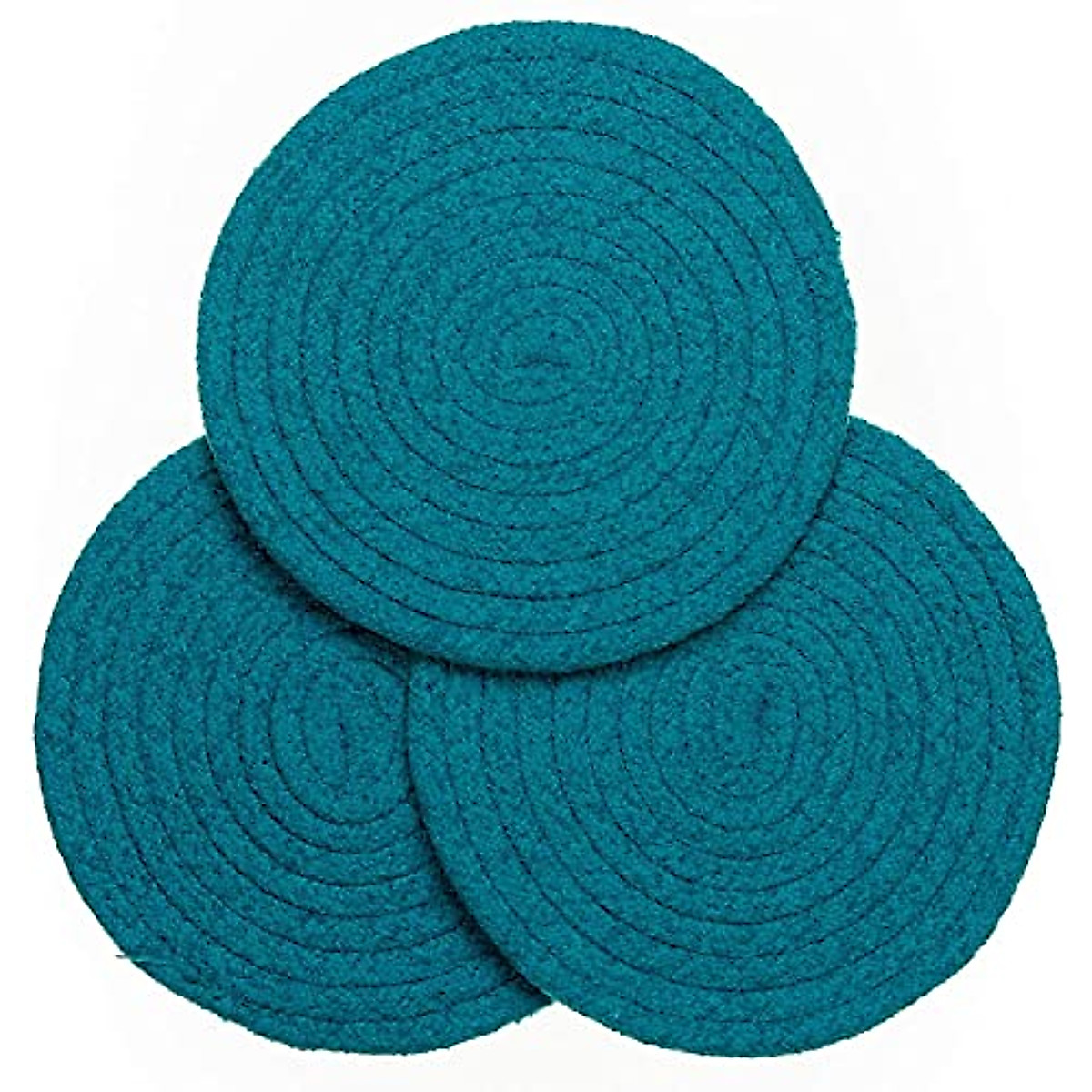 Trivets for Hot Pots and Pans - Kitchen Discovery 8" Chenille Trivets - Set of 3 Large Woven Pot Pads for Serving Hot or Cold Dishes and Protecting Your Table, Countertop or Island, Teal