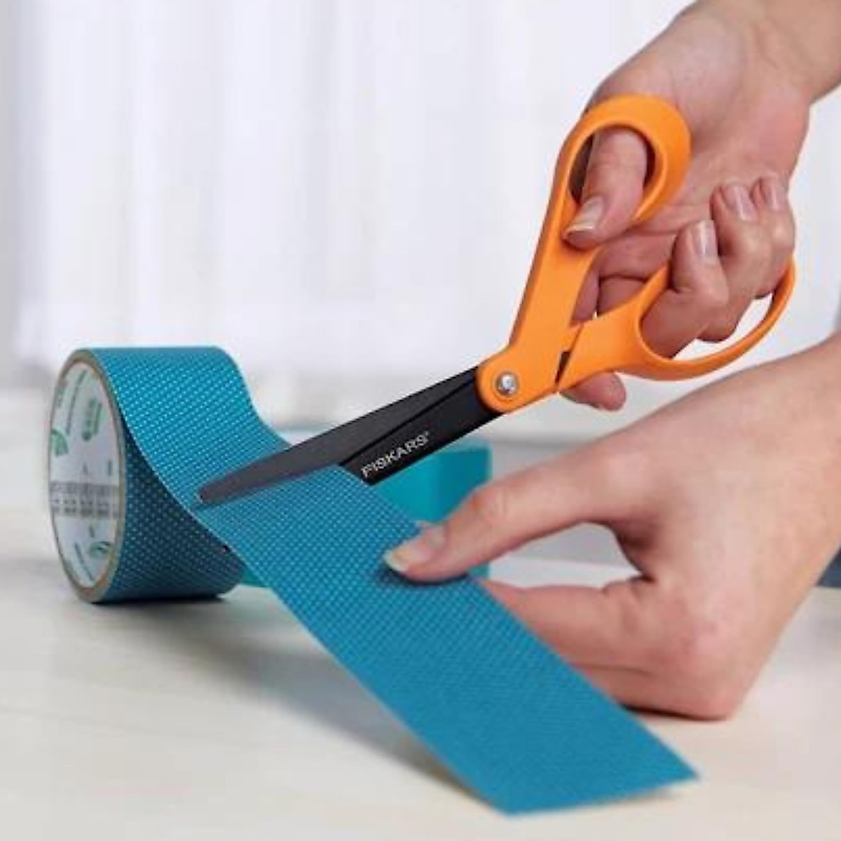 Fiskars Non-Stick Bent Handle Right Handed Pointed Scissors, 8 Inches, Orange