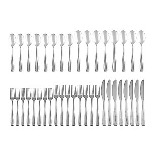 Cambridge Silversmiths Waylen Mirror 40-Piece with Rustic Bronze Buffet Flatware Set