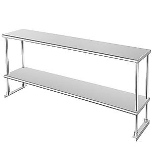 HARDURA Stainless Steel Overshelf 12X72 Inches, NSF Commercial Double Shelf for Prep Work Table in Restaurant, Home and Kitchen