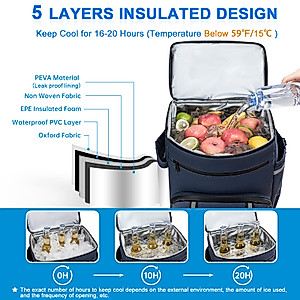 Backpack Coolers Insulated Leak Proof, 45 Cans Beach Cooler, Large Capacity, Ice Chest Backpack, Waterproof Soft Cooler Bag for Lunch for Men Women Camping Hiking (Navy Blue)