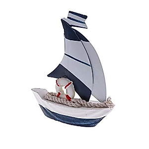 Mediterranean Nautical Rustic Mini Sailing Boat Model Decor Mini 4.9''H Metal Fishing Boat Model Coastal Beach Décor Home Party Wedding Table Desk Centerpieces Bathroom Display Ornament Set of 4