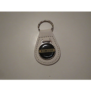 1965 - 1970 SHELBY GT-350 GT350 GOLD SIDE STRIPE LOGO LEATHER KEYCHAIN - WHITE