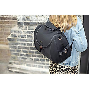 Poppy Luxe Black Scuba Shoulder and Stroller Bag with Rose Gold Hardware by Storksak | Universal Fit, Large Storage Capacity, Water Resistant Converting Diaper Backpack with Integrated Accessories