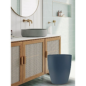 Besli Plastic Small Trash Can 2 Gallon/7.6 Liter Garbage Can Wastebasket for Bathroom Bedroom Kitchen Office (2 Pack, Blue)