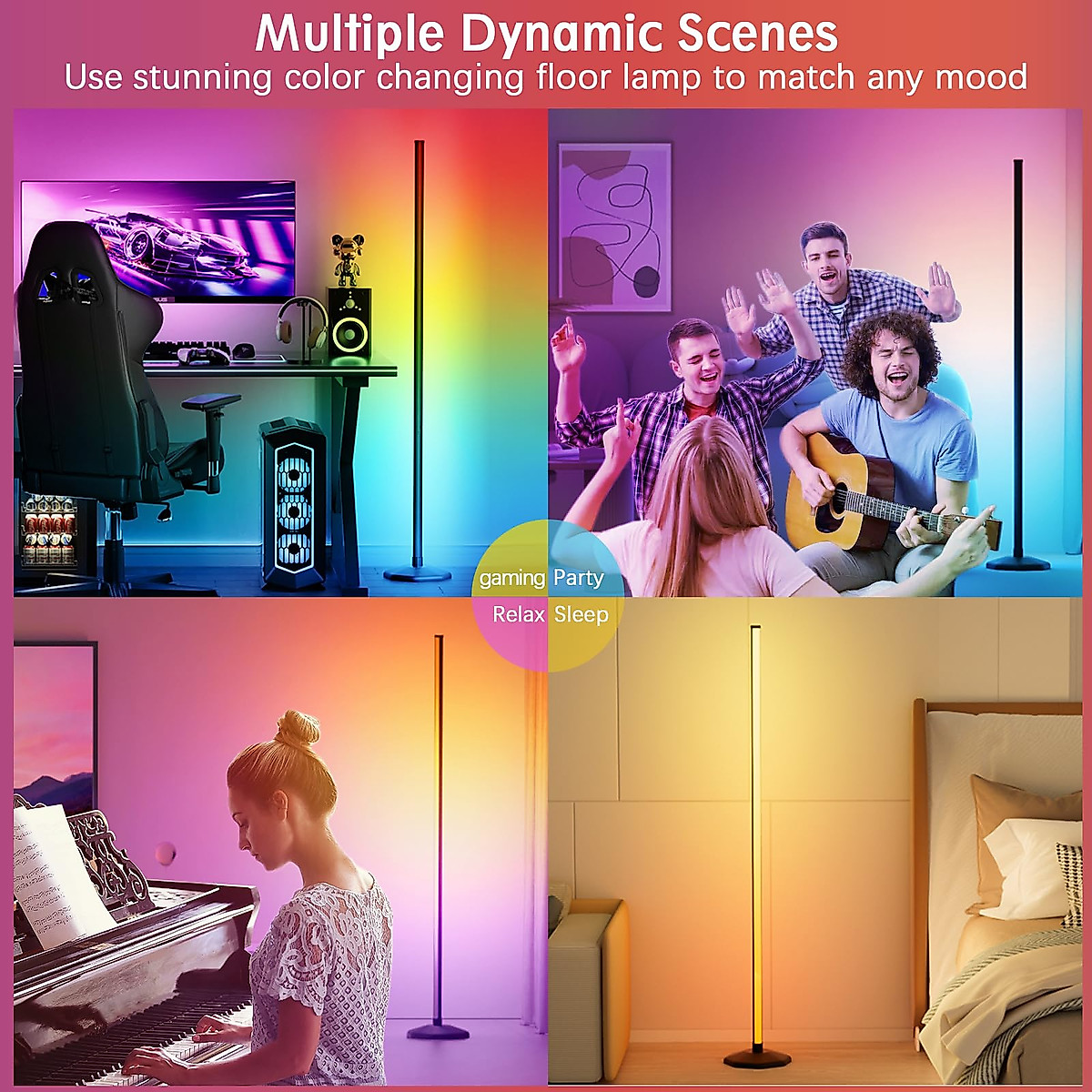 bedee LED Corner Floor Lamp - 65" RGB Mood Light