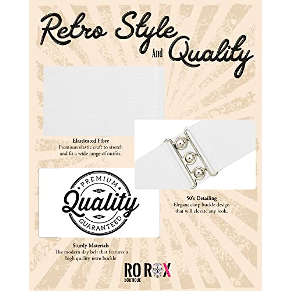 Ro Rox Retro Vintage Belt | Elastic Belt Women's Accessories | 50s Nurse Belt | Waist Belt For Women & Ladies