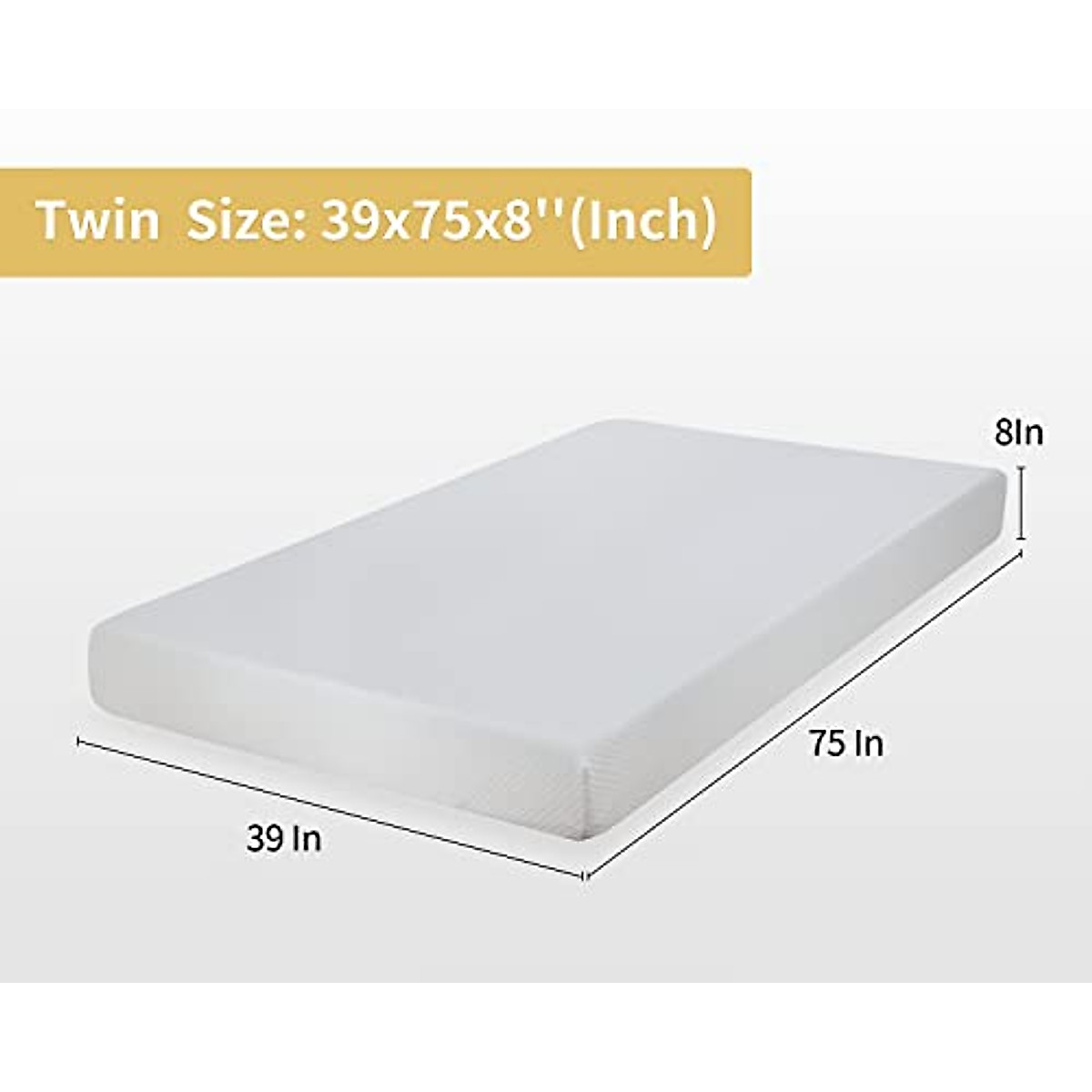 PayLessHere 8 Inch Twin Gel Memory Foam Mattress Fiberglass Free/CertiPUR-US Certified/Bed-in-a-Box/Cool Sleep & Comfy Support