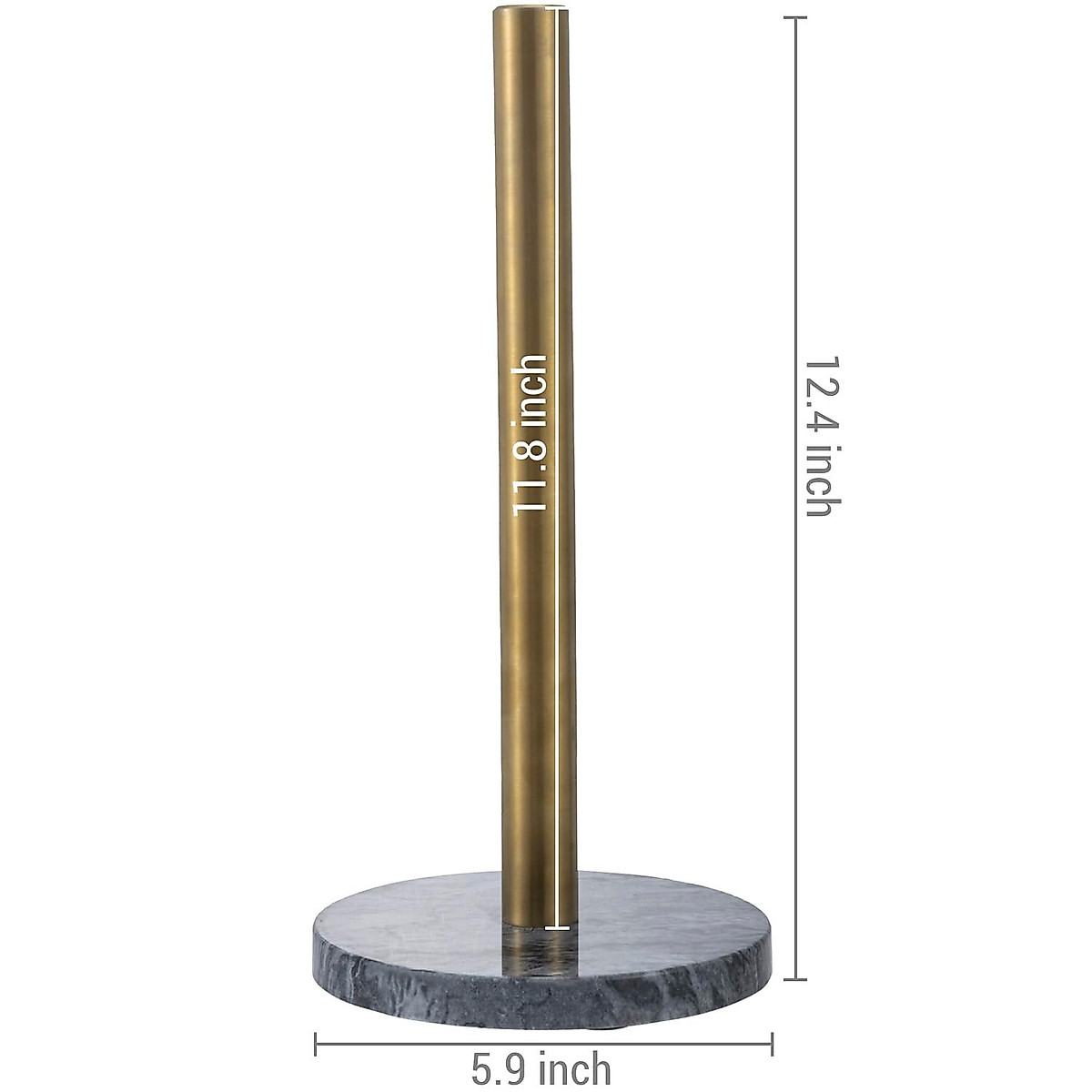 MyGift Modern Brass Paper Towel Holder for Counter with Black Marble Base, Kitchen Paper Towel Stand Holder for Standard and Large Size Rolls