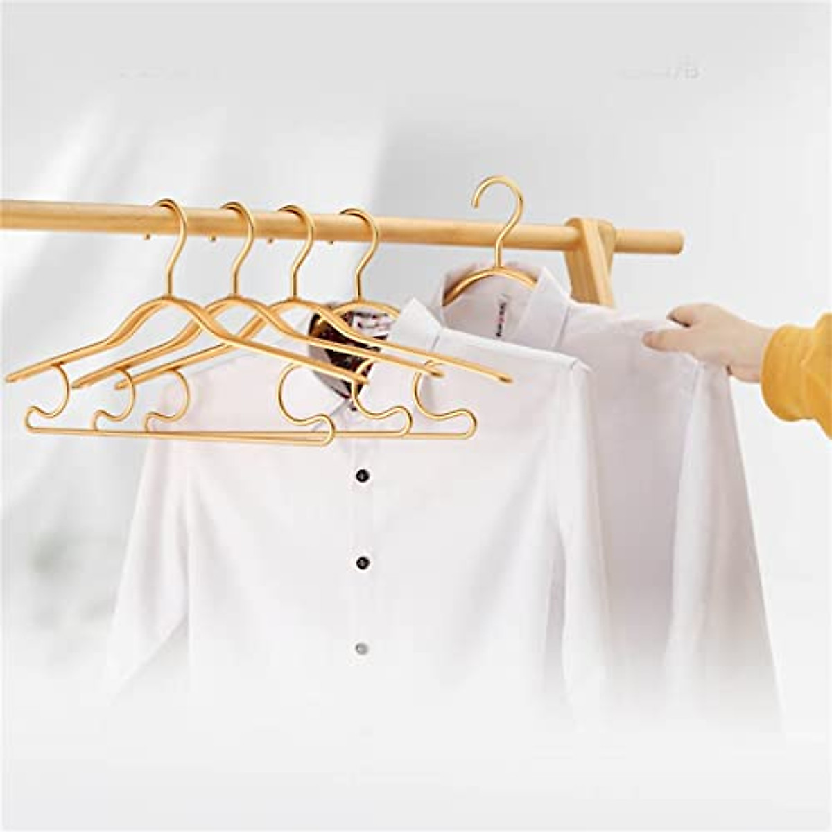 N/A 5-Pack Metal Hangers Aluminum Alloy Non-Slip Thickened Winter Coat Hangers Household Storage Hangers (Color : Gold, Size : 44.5 * 20.5cm)