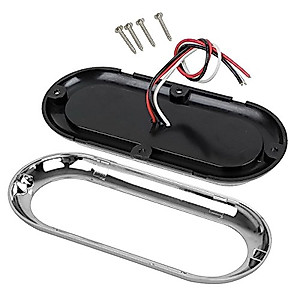 Partsam 2x 6 Oval White Led Trailer Lights 10 LED Clear Lens Oblong Led Trailer Truck Reverse Backup Light Flange Mount Stop Turn Tail Lights w/Chrome Bezels Waterproof Surface Mount 12V