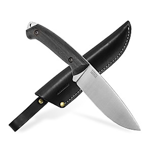 BPS Knives Savage Bushcraft Knife Full Tang Camping Knife with Leather Sheath Carbon Steel Knife, Outdoor Fixed Blade Knife, Bush Survival Knives Gift for Men, Camp Gear