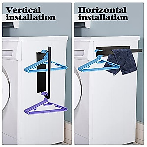 Hlimior Magnetic Hanger Organizer,Hanger Storage Rack for Washing Machine Rack,Hanger Stacker for Closet Laundry Room,Space Saving Clothes Hanger Storage Rack（Black）