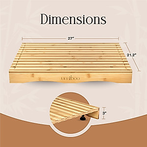 Umiboo Bamboo Wooden Gas Stove Top Covers and Cutting Board - Adjustable Legs for RV or Small Kitchen