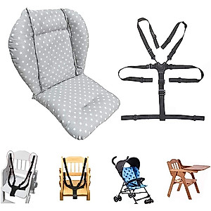 High Chair Cushion,High Chair Pad with 5-Point high Chair Belt