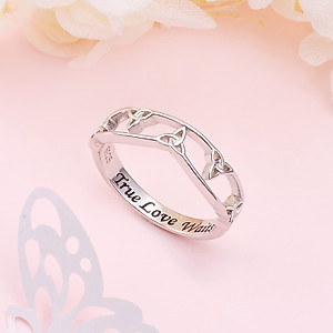 DAOCHONG Celtic Knot Ring Sterling Silver Purity Ring Celtic Love Knot Ring True Love Waits Rings for Women Girlfreind Valentine's Day Size 8