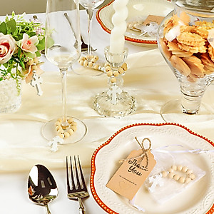 GUDELAK 60 Pieces Baptism Favors include wooden Rosary, Thank You Cards, and White Mesh Bags for Baptism Decorations Baby Shower Favors First Communion Gifts for Girls Boys