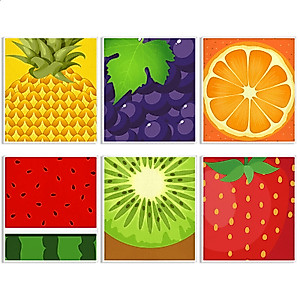 Whaline Swedish Kitchen Dishcloths 6Pcs Fruit Reusable Dish Towels Cotton Absorbent Dish Cloth for Summer Holiday Fruit Party Cleaning Housewarming, 6.7 x 7.7 Inch