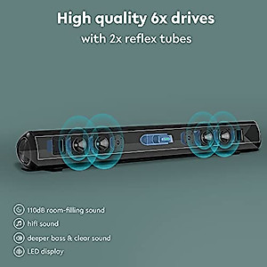 Wohome Sound Bar, 38 Inch 100W Soundbar for TV with 6 Speakers, LED Display, HDMI-ARC, Bluetooth 5.0, Optical, AUX, USB Input, 110 dB 3D Surround Sound Home Theater Audio TV Speakers Systems S9920