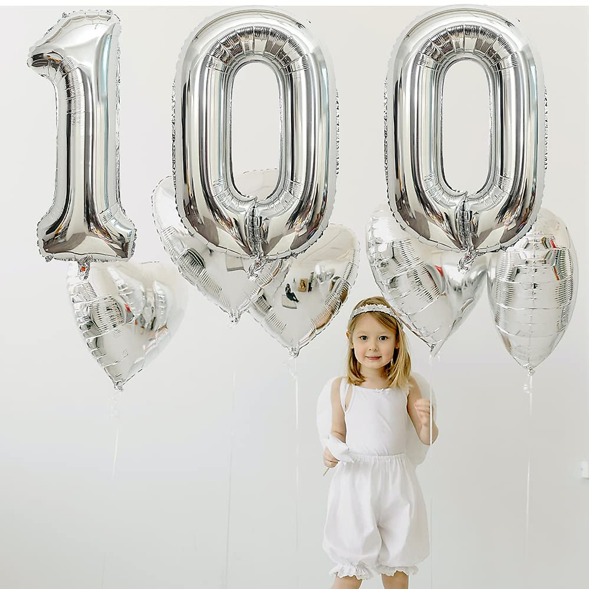 XLOOD Number 18 Balloons 32 inch Digital Balloon Alphabet 18 Birthday Balloons Digit 18 Helium Balloons Big Balloons for Birthday Party Supplies Wedding Bachelorette Bridal Shower, Silver Number 18th
