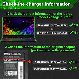 New Replacement 230W Razer Blade Charger,Razer Blade 14 RTX3060 RTX3070 RTX3080 Razer Blade 17 RTX2060 RTX2070 RTX2080 Razer Blade 15 Model GTX1060 GTX1070 RTX 3060 3070 AC Adapter Power Supply