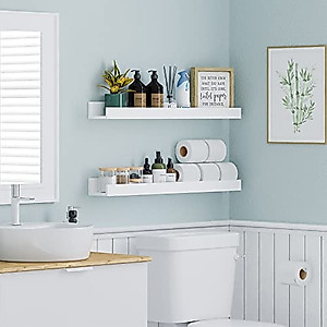 Wallniture Denver 34" White Wall Bookshelf for Kids' Room, Wall Shelves for Nursery Decor, Floating Shelves for Wall Decor