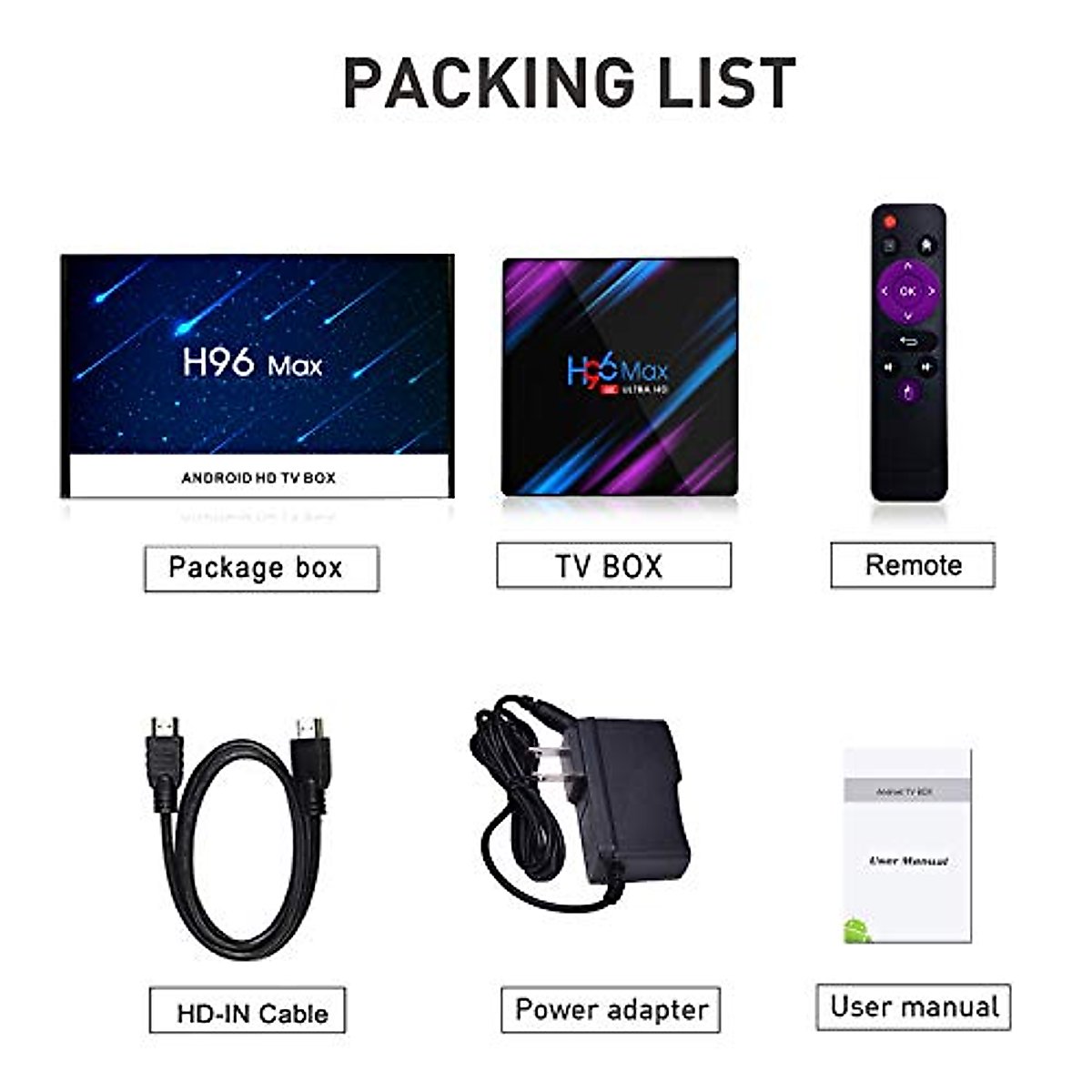 H96 Max Quad-Core 4G DDR3 32G ROM Dual WiFi 60Hz H.265 HDR10 Ultra HD 100M Ethernet USB 3.0 Android 10.0