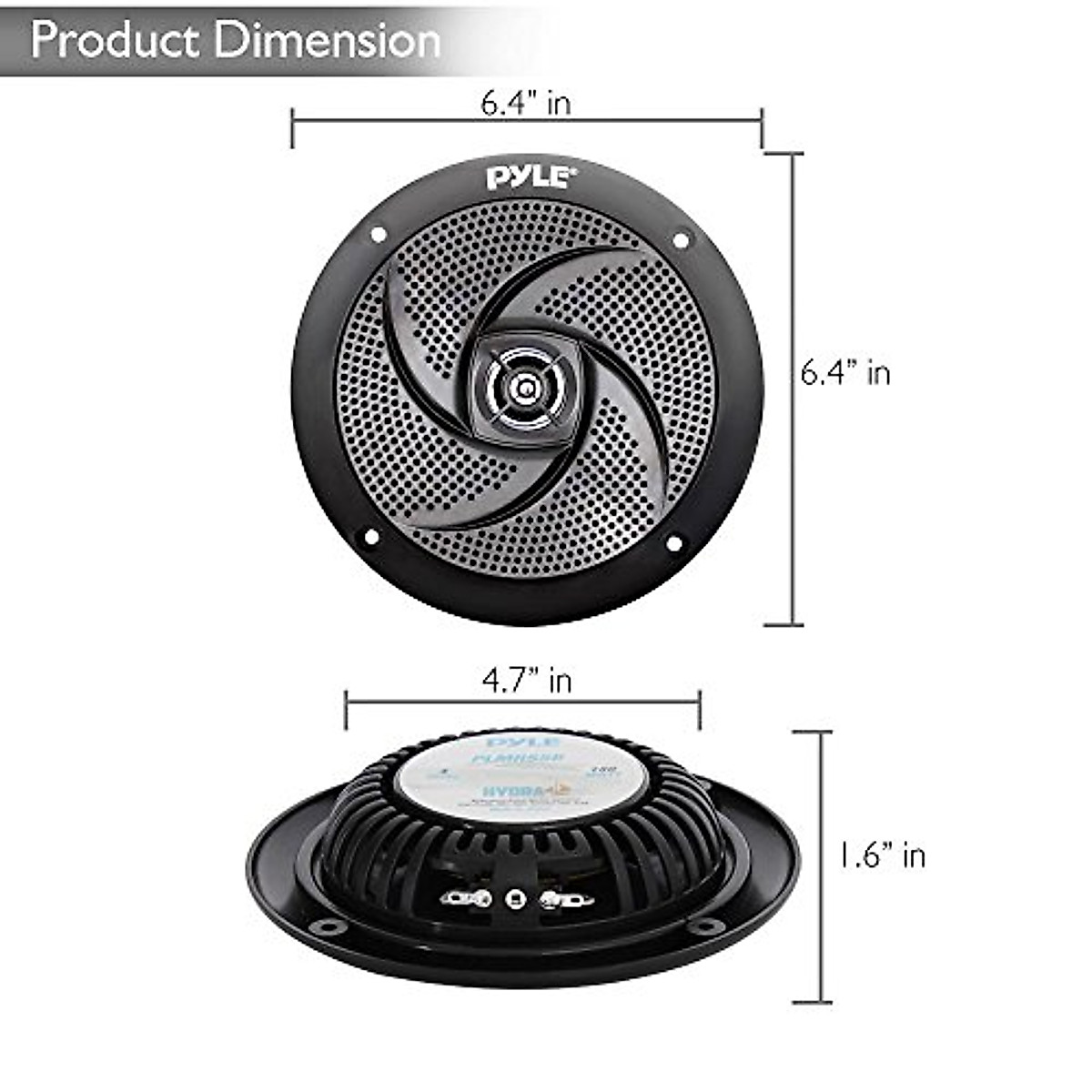 Pyle Marine Speakers - 5.25" Inch Low Profile Slim Style Waterproof Wakeboard Tower and Weather Resistant & Bluetooth Marine Receiver Stereo - 12v Single DIN Style Boat in Dash Radio Receiver