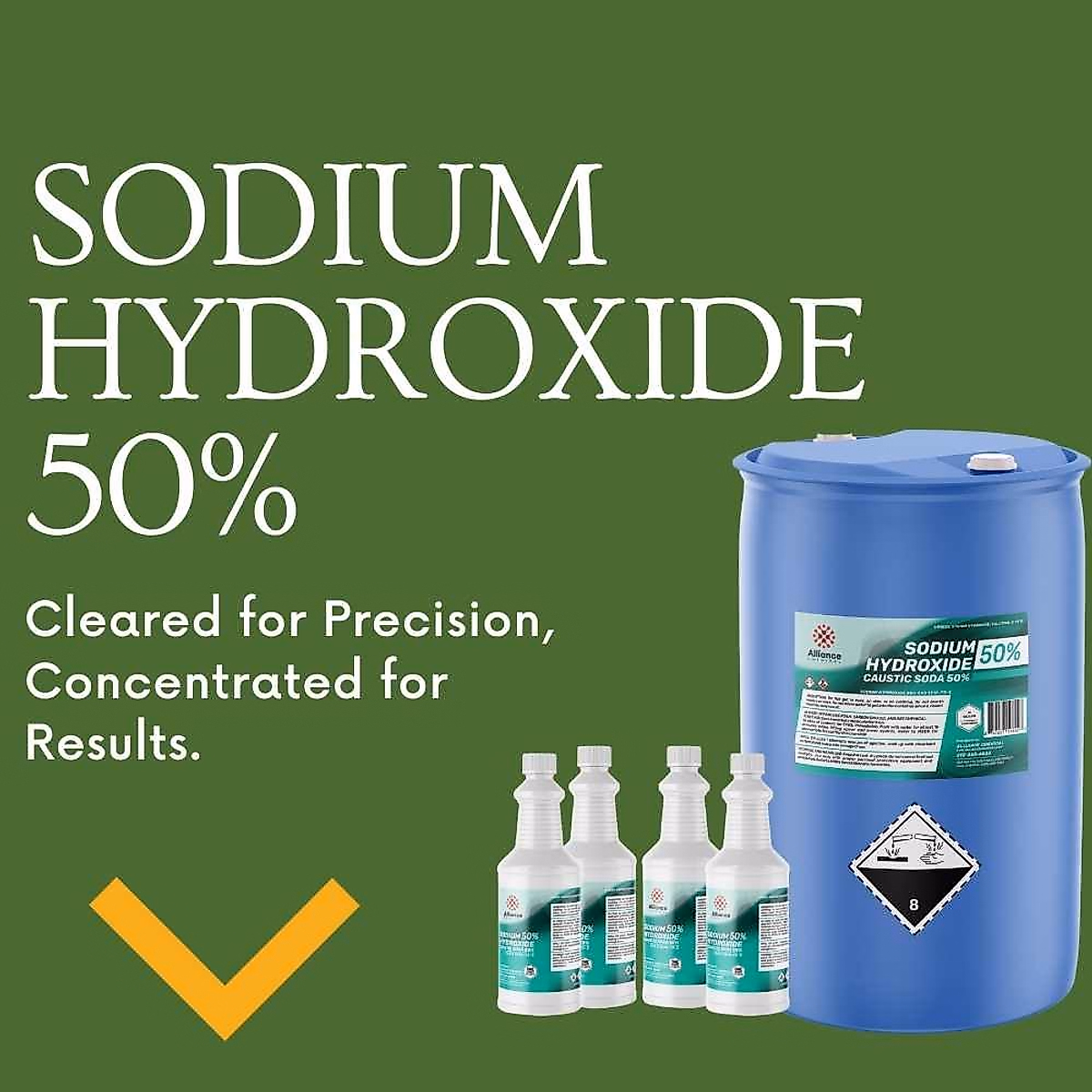 Sodium Hydroxide 50% (Caustic Soda, Lye) - 1 Quart (32 FL Oz) - for Soaps, Paper, Dyes, Cleaning, & Water Treatment - Alliance Chemical
