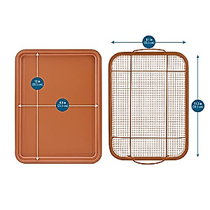 G & S Metal Products Company Baking with G&S Nonstick Crisper Basket with Baking Pan, Copper, 2 Piece Set, Durable and Easy to Use
