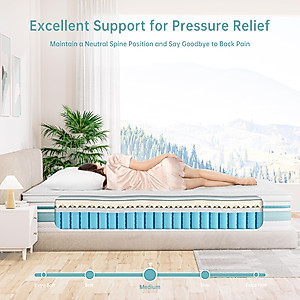 TeQsli Full Mattress 12 inch Hybrid Mattress with Gel Memory Foam Innerspring Mattress in a Box for Pressure Relief & Cooling Sleep Full Size Mattress, 100 Nights Trial