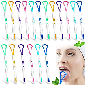 Yinkin 18 Pcs Tongue Scraper for Adults, Tongue Scraper Cleaner, Colorful Tongue Cleaner, Oral Care Scrapers Plastic Tongue Brush for Reducing Bad Breath Adults Healthy Oral Care Tools Easy to Use