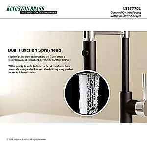 Kingston Brass LS8777DL Concord Pre-Rinse Kitchen Faucet, Matte Black/Polished Chrome