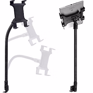 Heavy Duty Flexible 22“ Aluminum gooseneck ELD compliant car truck fleet floor seat bolt tablet mount for Apple iPad Air Pro Mini Microsoft Surface Pro/Book Lenovo Verizon 7 8 10 12 tablets