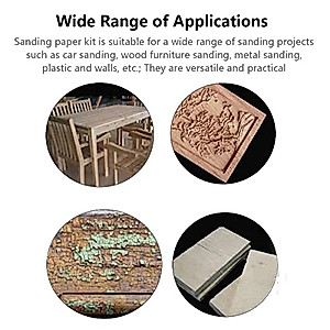 120Pcs Micro Detail Sander Paper Kit Micro Zip Finger Sander Handle Mini Mouse Sander 3.5 x 1 Inch Silicon Carbide Assorted Grit of 400 600 800 1200 1500 2000 for Wood Polishing Metal Automotive