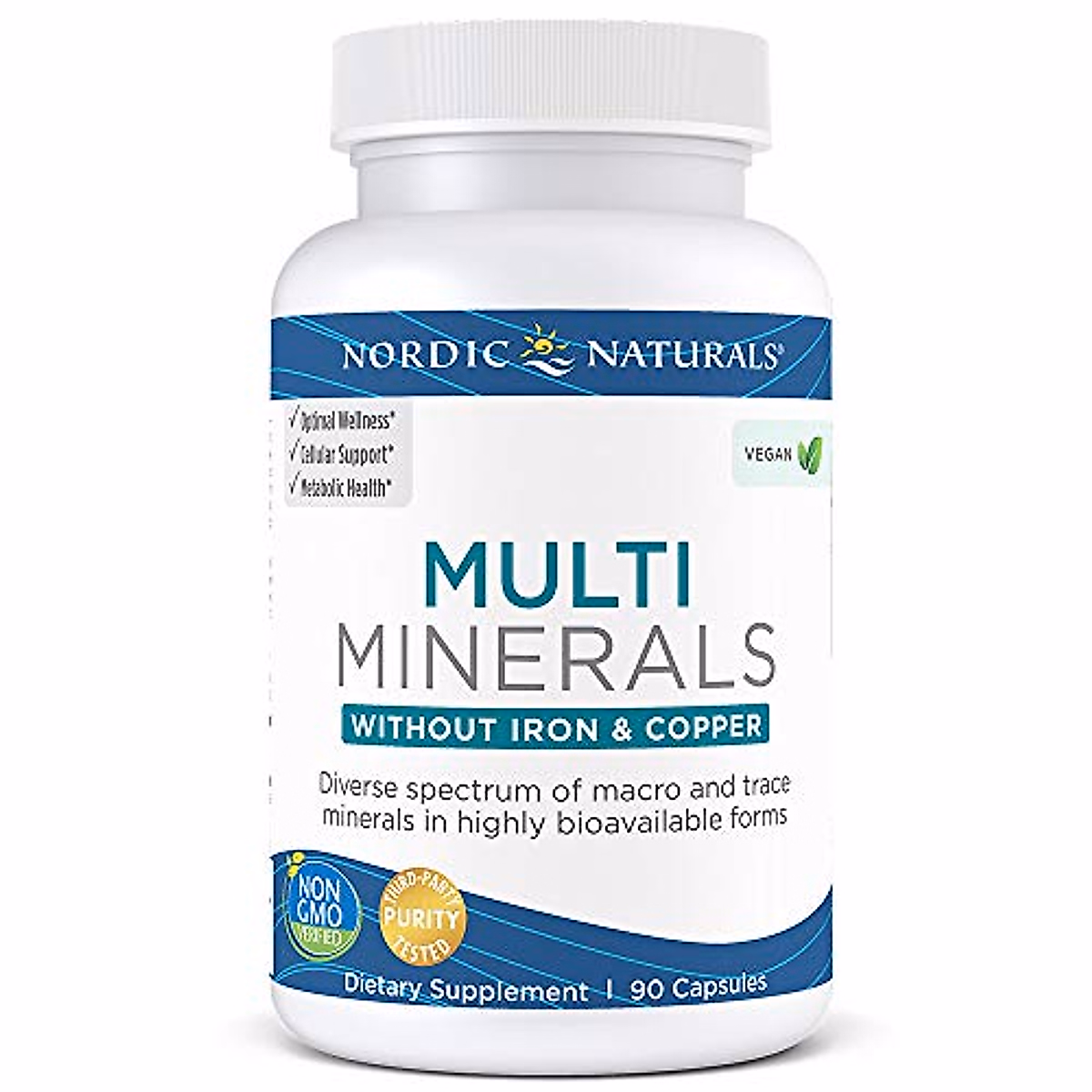 Nordic Naturals Multi Minerals Without Iron & Copper, Unflavored - 90 Capsules - 9 Essential Minerals to Support Cellular Health - Optimal Health & Wellness - Certified Vegan - Non-GMO - 30 Servings