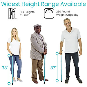 Vive Folding Cane - Foldable Walking Cane for Men, Women - Fold-up, Collapsible, Lightweight, Adjustable, Portable Hand Walking Stick - Balancing Mobility Aid - Sleek, Comfortable T Handles (Teal)