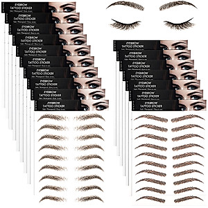 9 Sheets Eyebrow Tattoos for Women Waterproof Eyebrow Tattoo Sticker 4D Eyebrow Tattoo Eyebrow Transfers Stickers Eyebrow Grooming Shaping Sticker for Women Girls Makeup Supplies(Light Brown)