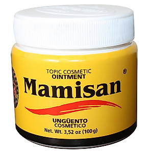 Unguento Mamisan 100 grams, Soybean oil, Petrolatum, Wax, Turpentine oil, Methyl Salicylate, Eucalyptus oil Fragrance, BHT, D&C Yellow no. 5.