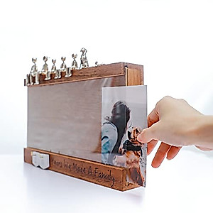 EVA murmure Personalized Romantic Wedding and Anniversary Keepsake Box with Family Statue - Wooden Memory Picture Box for Cherished Keepsakes and Ticket Storage - Elegant House Decor and Couple Gift