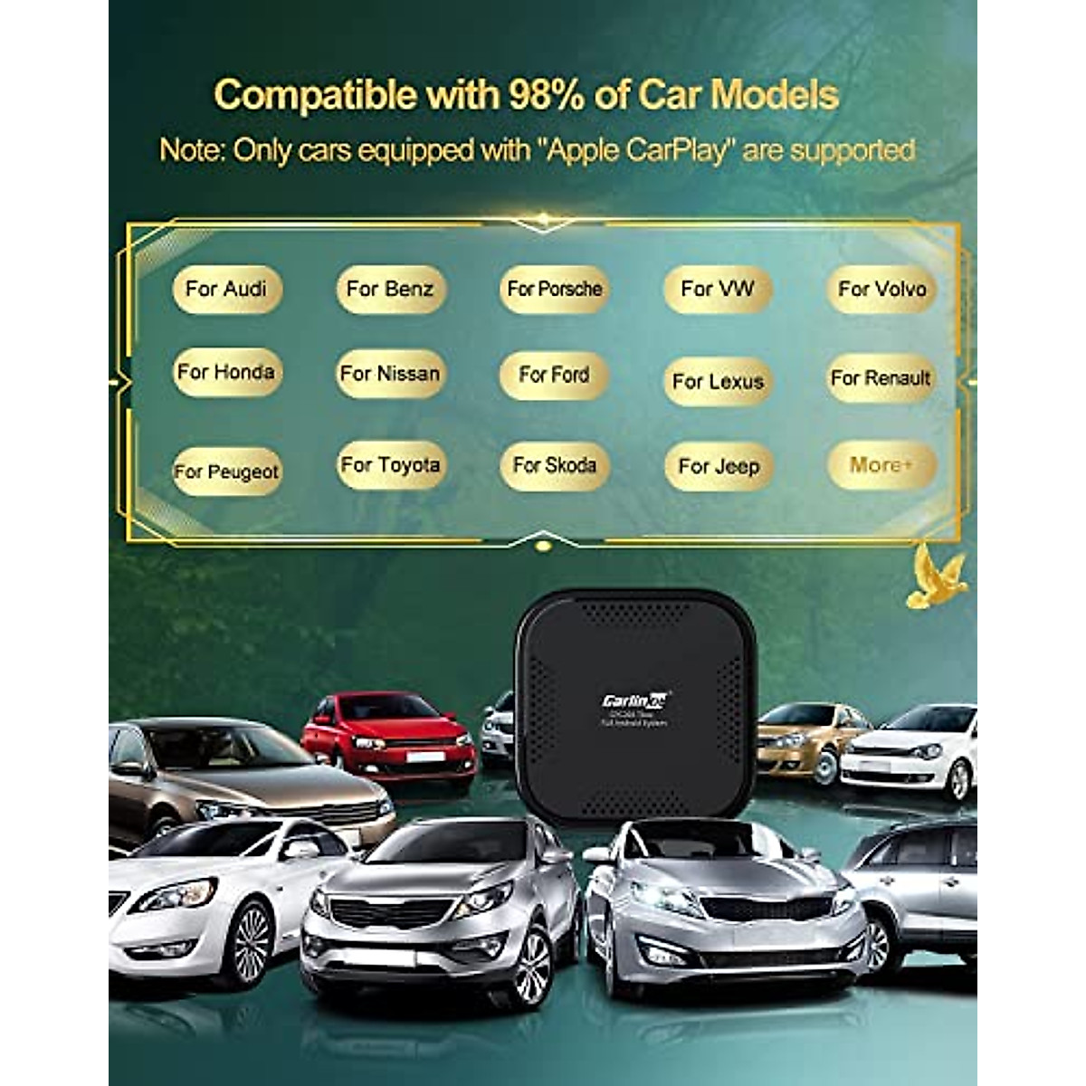 CarlinKit Ai Box CarPlay,Android System+Wireless CarPlay Adapter,Android Auto Wireless 8 Cord,4+64G,4G Cellular,Wireless Android Auto,Built-in Navigation,fit for car from 2017 to Now
