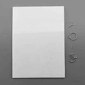 Micro Traders 155 Pcs Heat Shrink Plastic Sheet Kit Include 15 Pcs Shrinky Art Paper with 100 Pcs Open Jump Rings 20 Pcs Key Rings 15 Pcs Ear Hooks 5 Pcs Bead Chains for DIY Creative Craft Tool