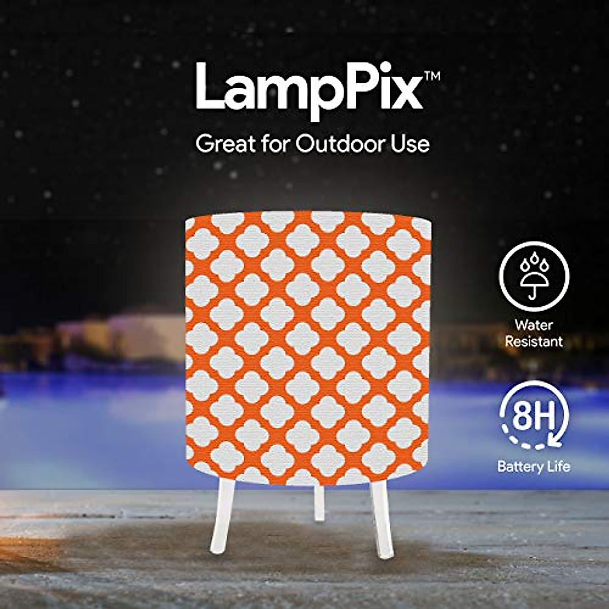 5x7 Inch LED Desk Lamp - Light Orange Clover Custom Canvas Printed Table Light 16 Colors - 5 Level Dimmer - 4 Lighting Effects - Rechargeable Light - Remote Control. by LampPix Made in The USA.