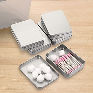 JUXYES Pack of 12 Rectangular Storage Tins Box With Lid, Metal Silver Empty Tins Box Containers Mini Storage Box Organizer For Candles Candies Gifts Balms, 4.5 x 3.14 x 1 Inch