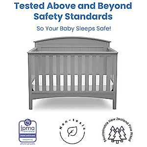Delta Children Archer 4-in-1 Crib, Grey with Twinkle Stars Crib & Toddler Mattress