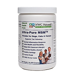 Ultra-Pure MSM for Dogs, Cats & Horses, Supports Hip, Joint and Connective Tissue for Healthy Cartilage and Mobility Opti MSM the Purest in the World by NWC Naturals 1 lb Canister (Model: POWDER)