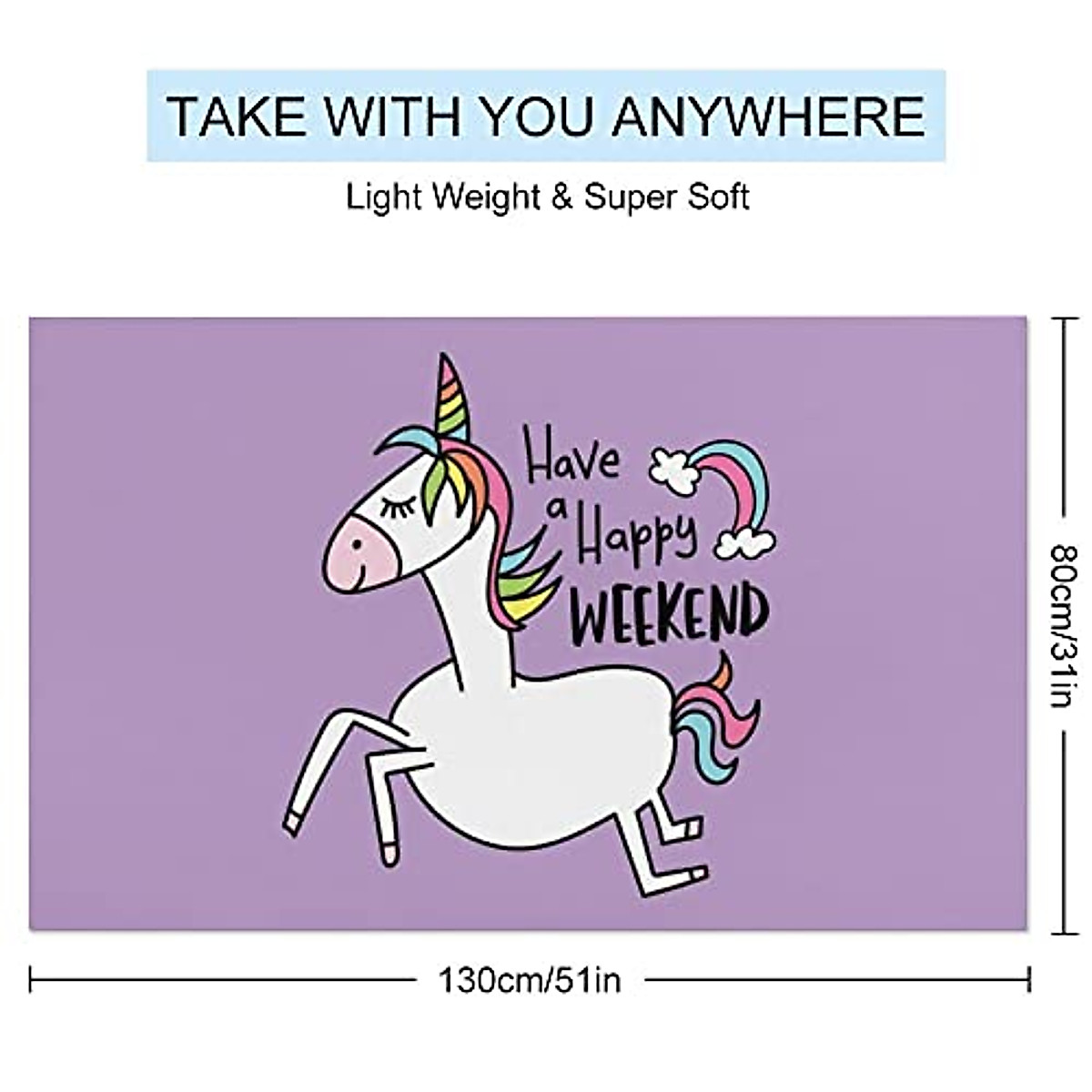 My Little Nest Bath Towels Soft Absorbent Bathroom Towel Happy Weekend Unicorn Rainbow Quick Dry Bath Towel Large Shower Towels Lightweight Hand Towels 31" x 51"